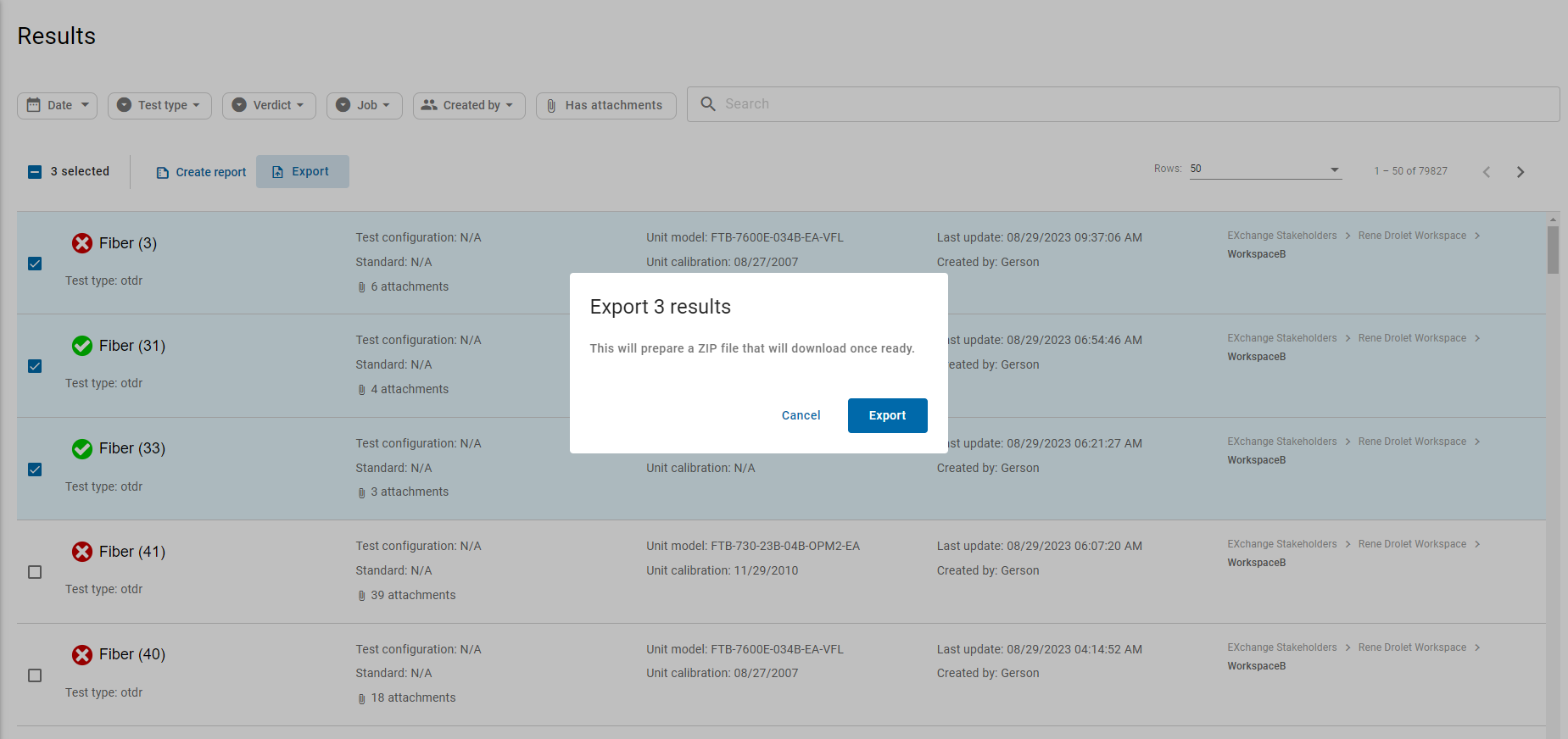 Share results - EXFO Exchange docs