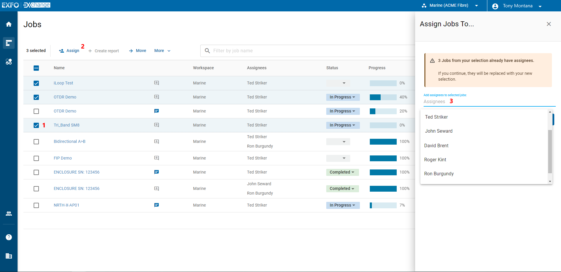 Manage jobs - EXFO Exchange docs